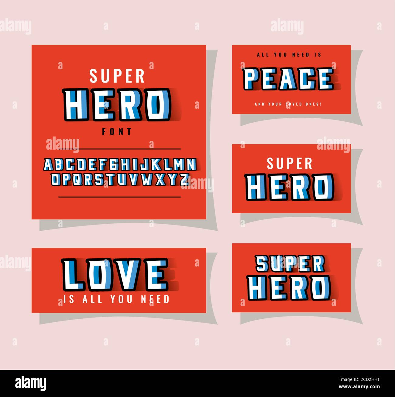 3d super hero font lettering and alphabet on red backgrounds design ...