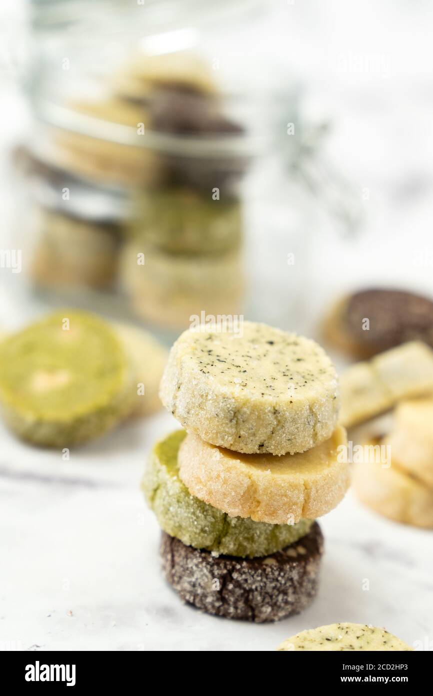 Assorted flavors french diamond cookies Stock Photo - Alamy