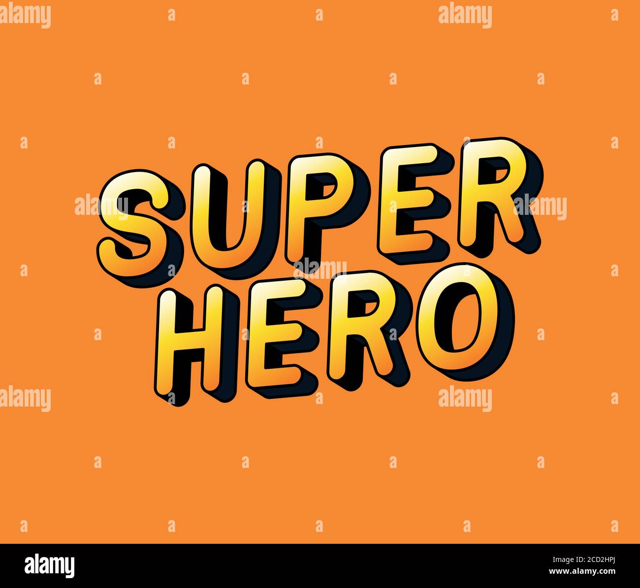 3d super hero lettering on orange background design, typography retro ...