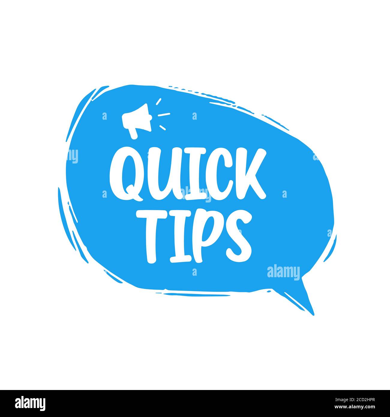 Quick tips. Badge with megaphone icon. Flat vector illustration on ...