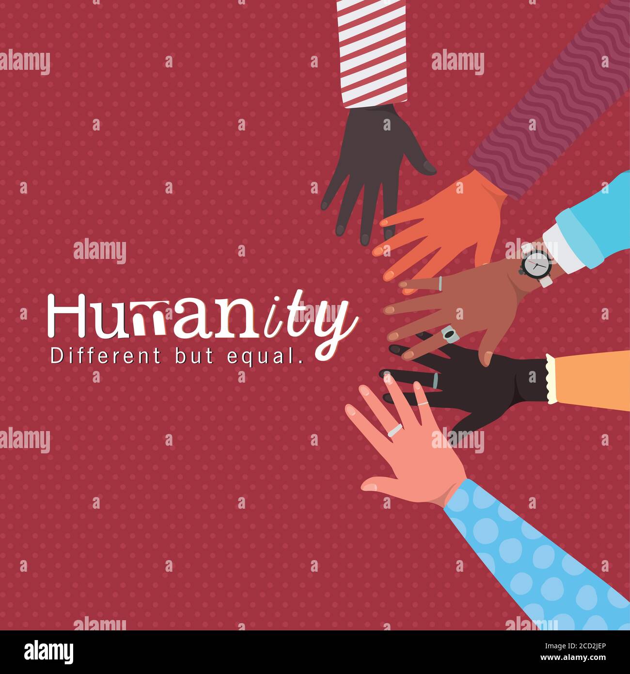 humanity different but equal and diversity hands touching each other ...