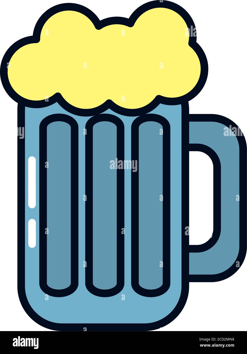 beer mug icon over white background, line and fill style, vector ...