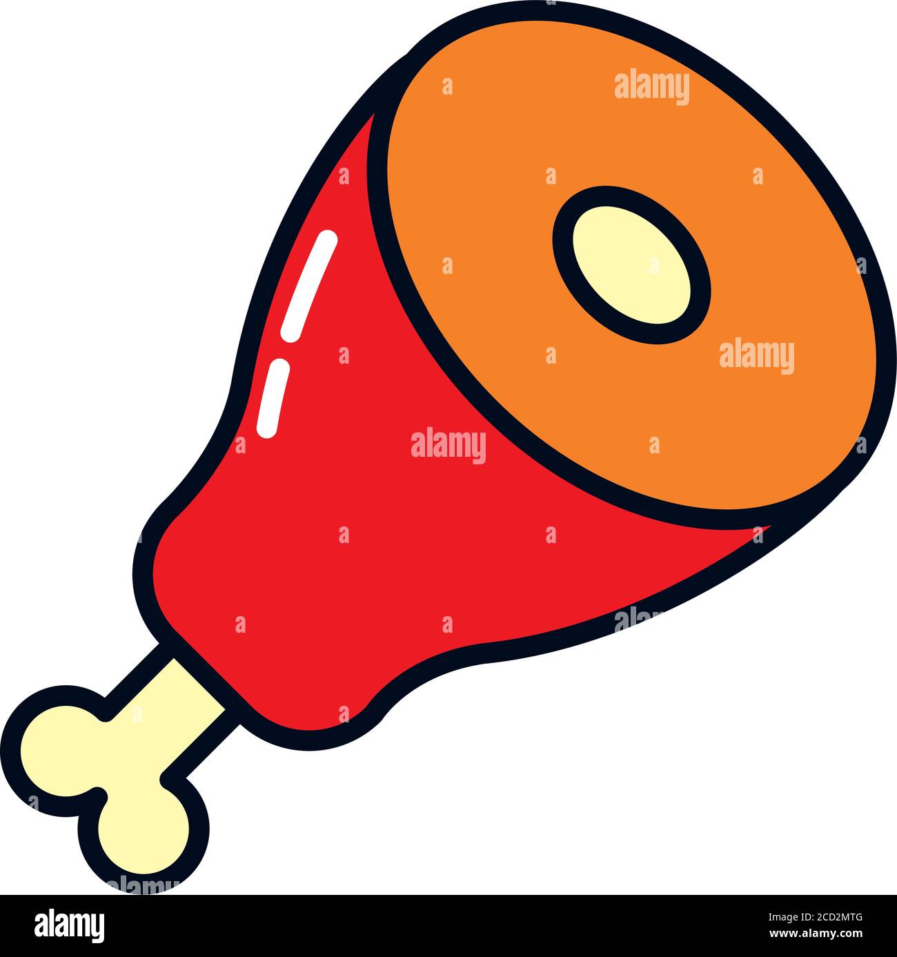 ham leg icon over white background, line and fill style, vector ...