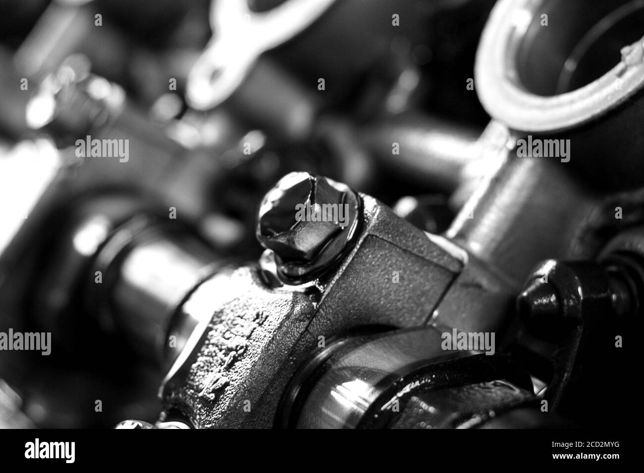 Close up view of the modern powerful car engine part Stock Photo - Alamy