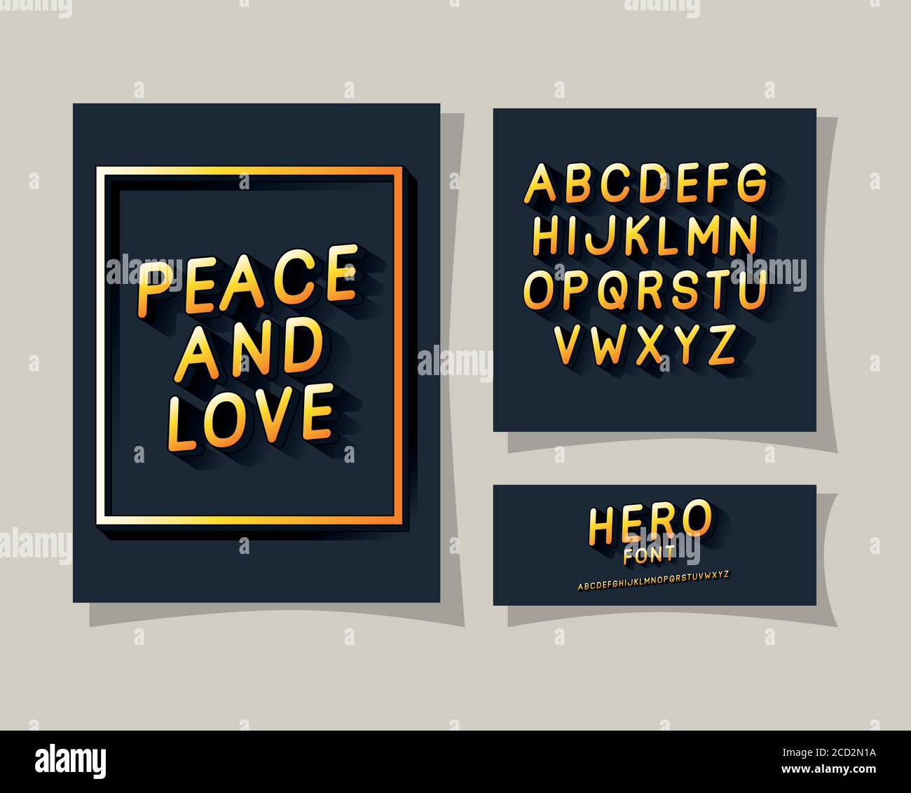 3d peace and love lettering and alphabet on gray backgrounds design ...