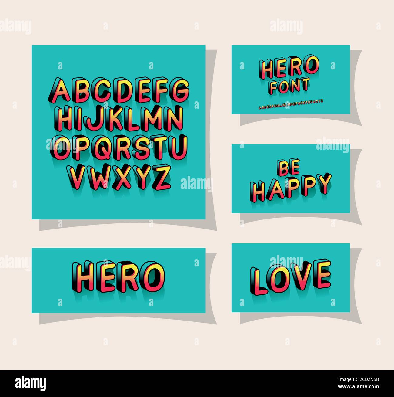 3d hero font lettering and alphabet on blue backgrounds design ...