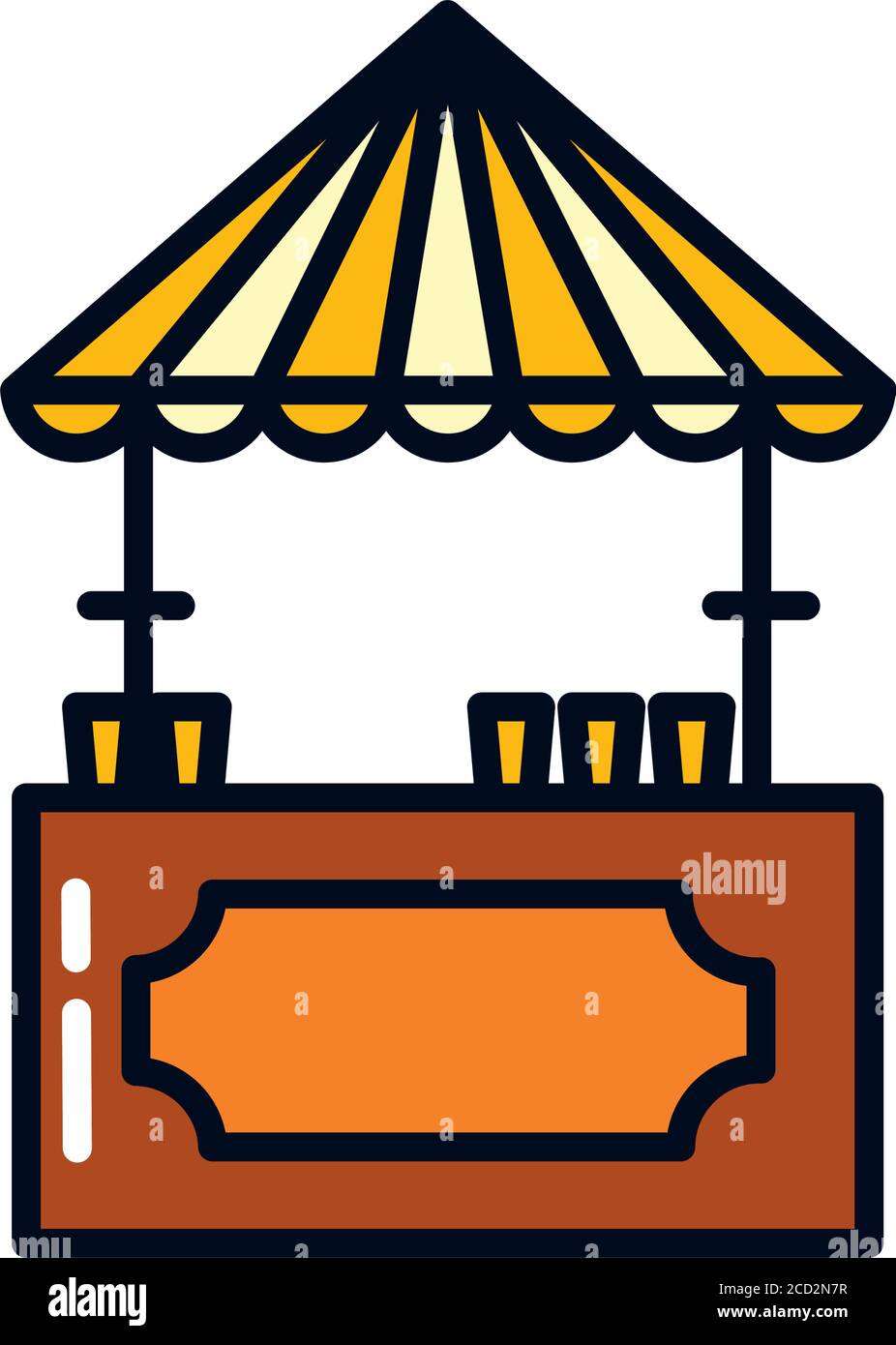 beer vendor booth icon over white background, line and fill style ...