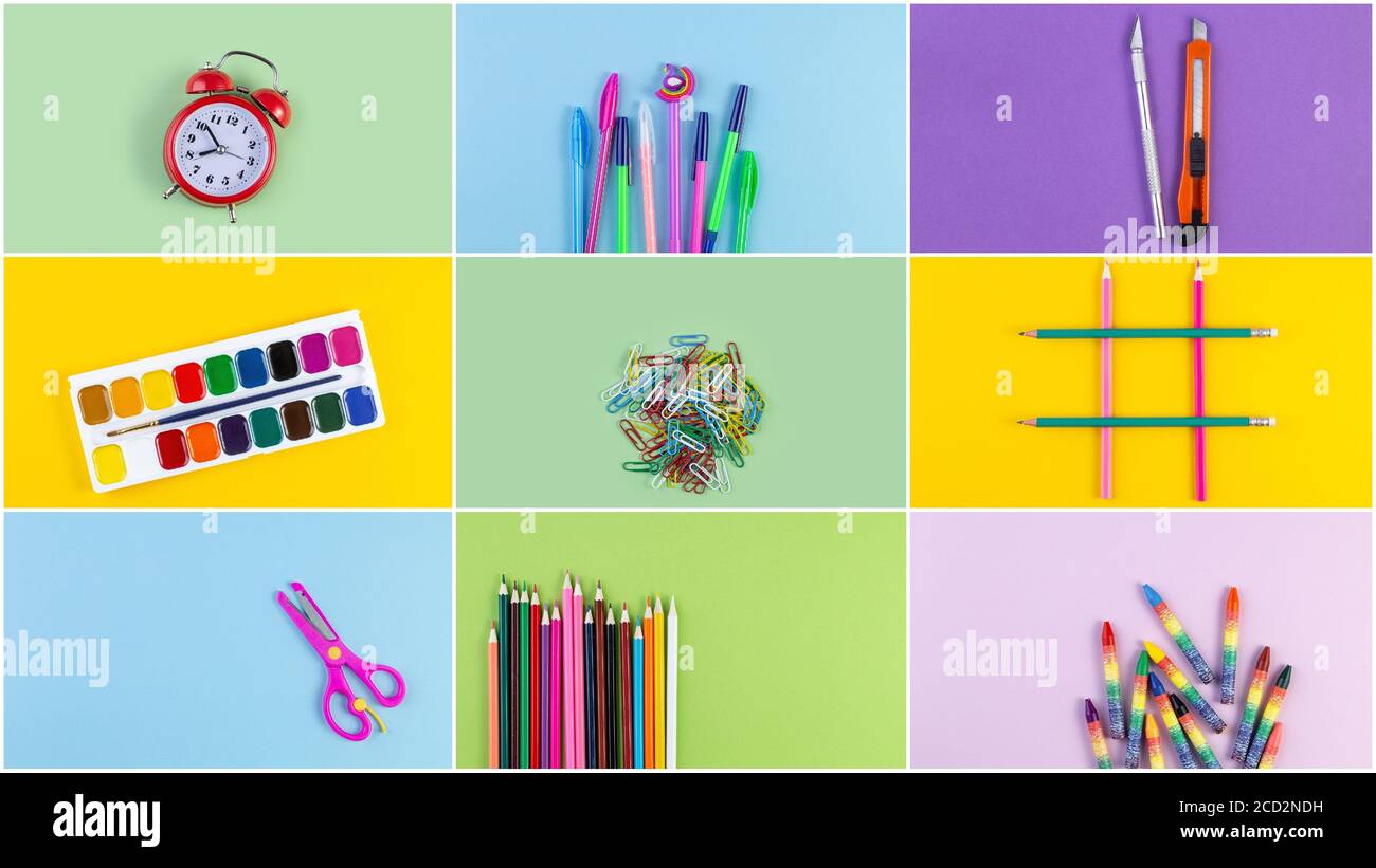 Set of school accessory for learning letter drawing education on ...