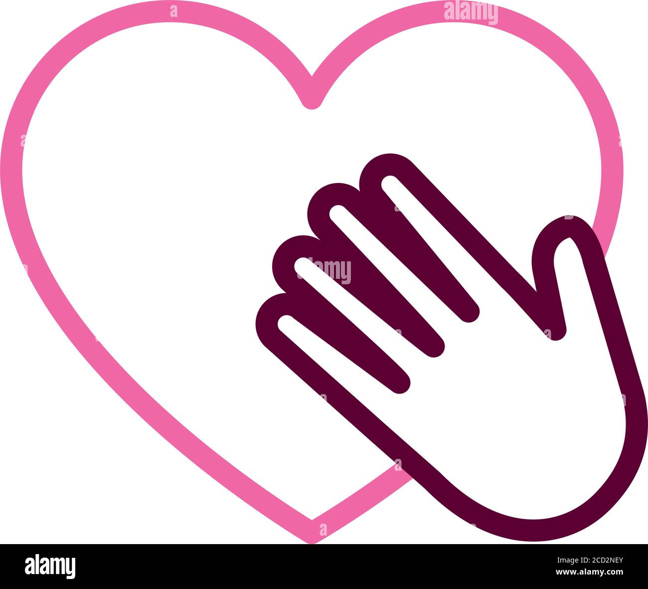 heart and hand icon over white background, half line half color style ...