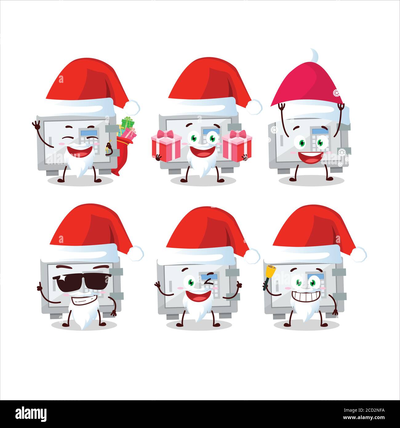 Santa Claus emoticons with digital safe box cartoon character Stock ...