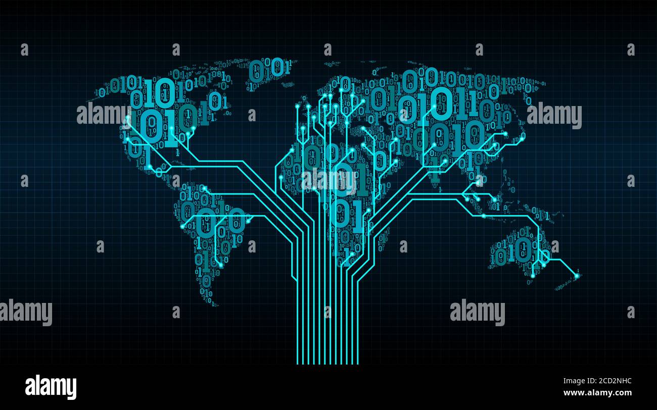 Abstract Blue World Map Binary Stock Vector Images Alamy
