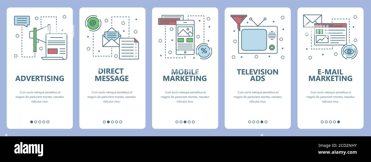 Vector modern thin line flat design advertising concept vertical ...