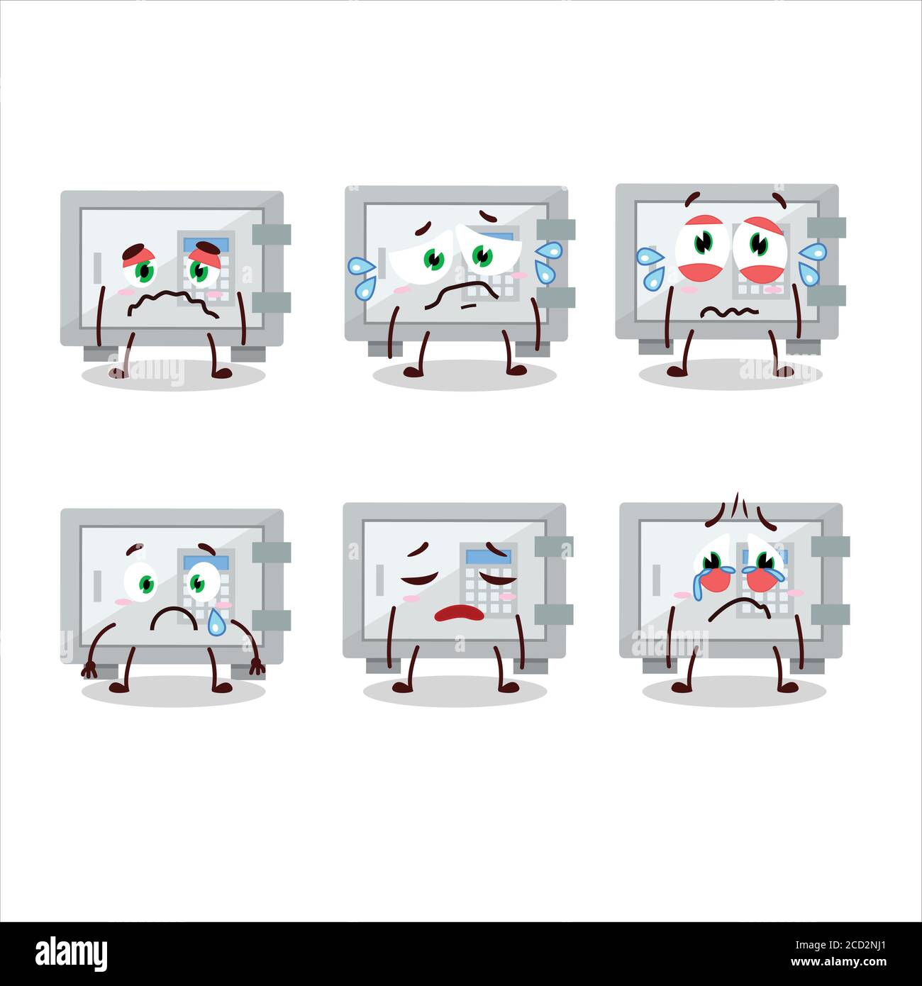 Digital safe box cartoon character with sad expression Stock Vector ...