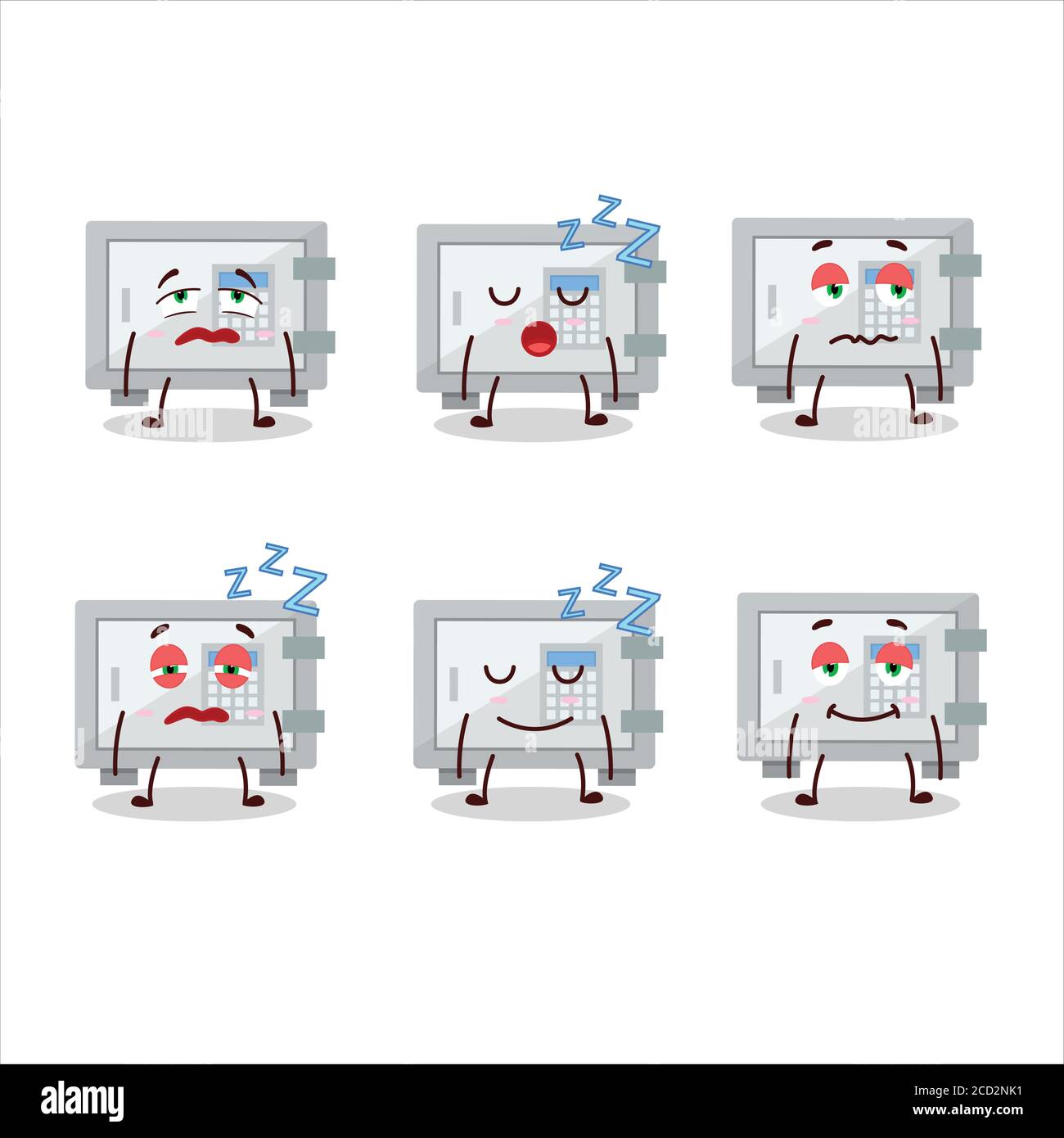 Cartoon character of digital safe box with sleepy expression Stock ...