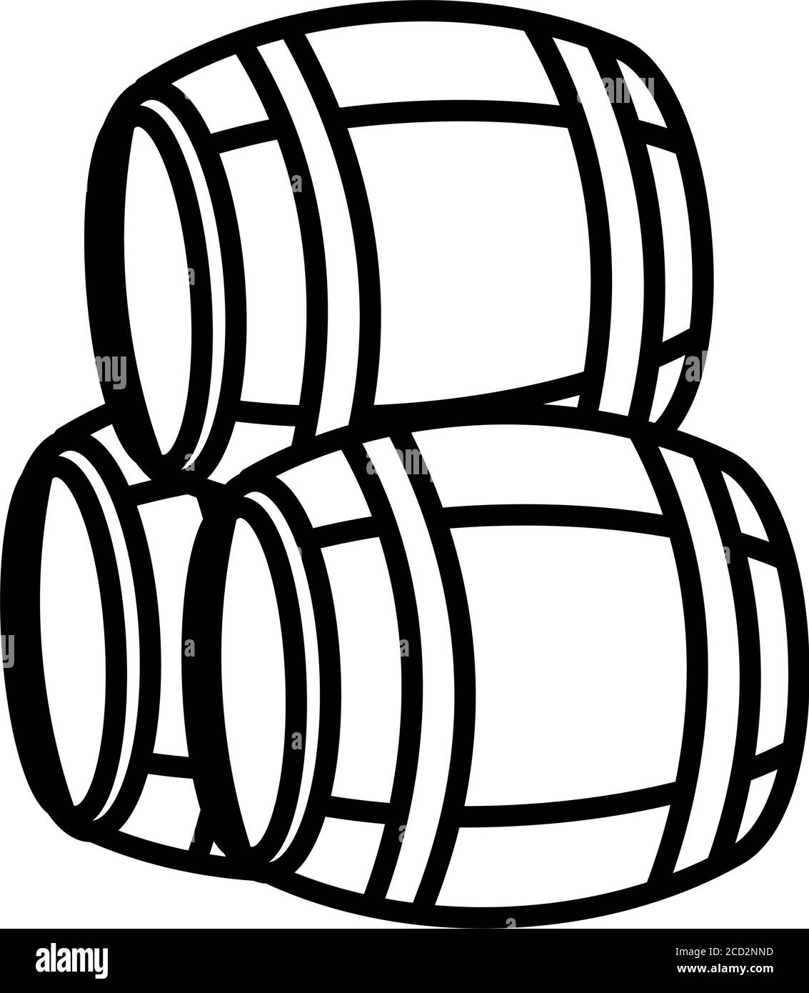 wooden barrels icon over white background, line style, vector ...
