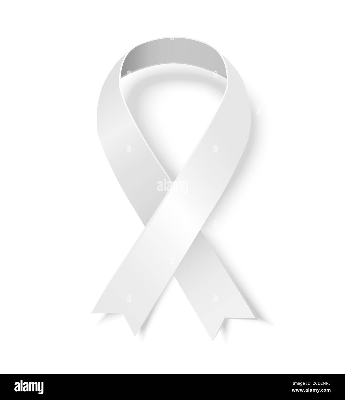 White awareness ribbon. Vector illustration of ribbon with shadow ...
