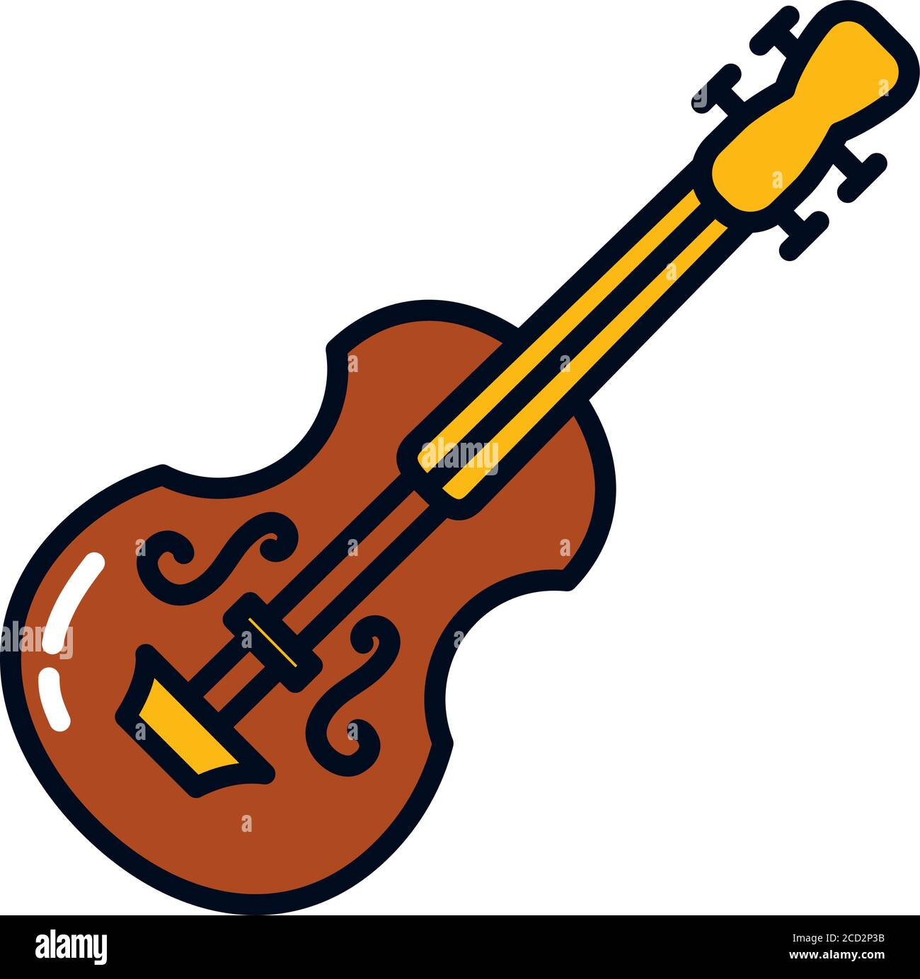 fiddle instrument icon over white background, line and fill style ...