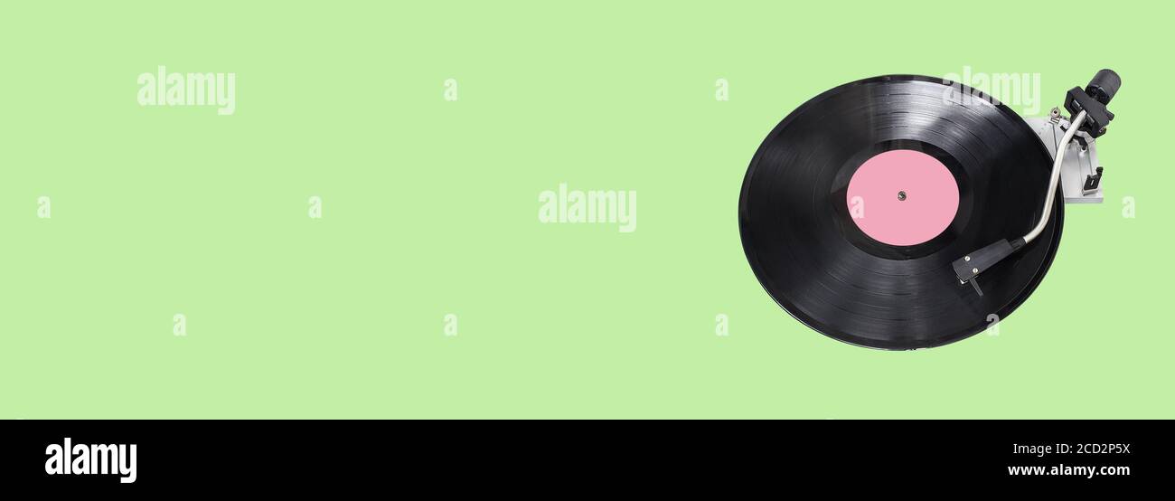 Abstract record player part isolated on green background. Disk Jockey ...