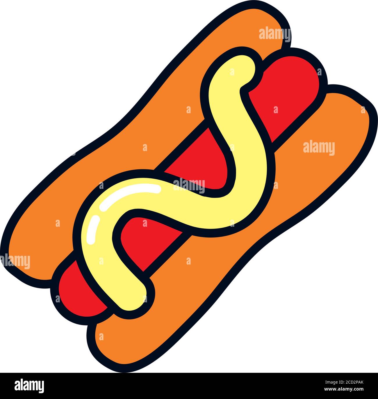 hot dog icon over white background, line and fill style, vector ...