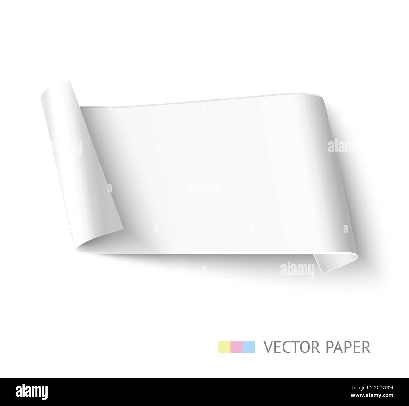 White paper roll long design for web banner, realistic vector ribbon ...