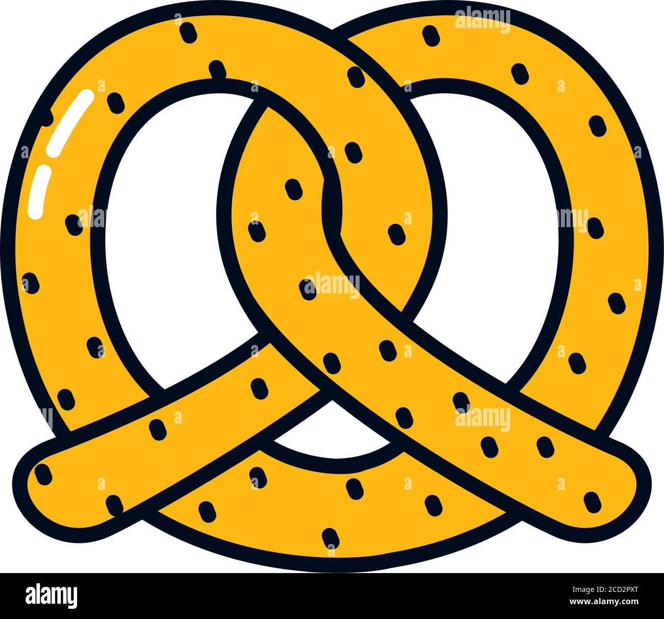 pretzel icon over white background, line and fill style, vector ...