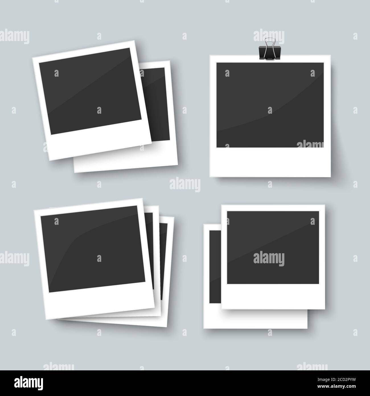 Old style photo frames on gray background. Set of realistic vector ...