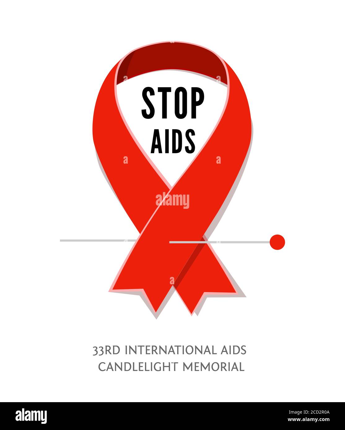 Flat AIDS Awareness red vector ribbon, symbol of AIDS memorial day ...