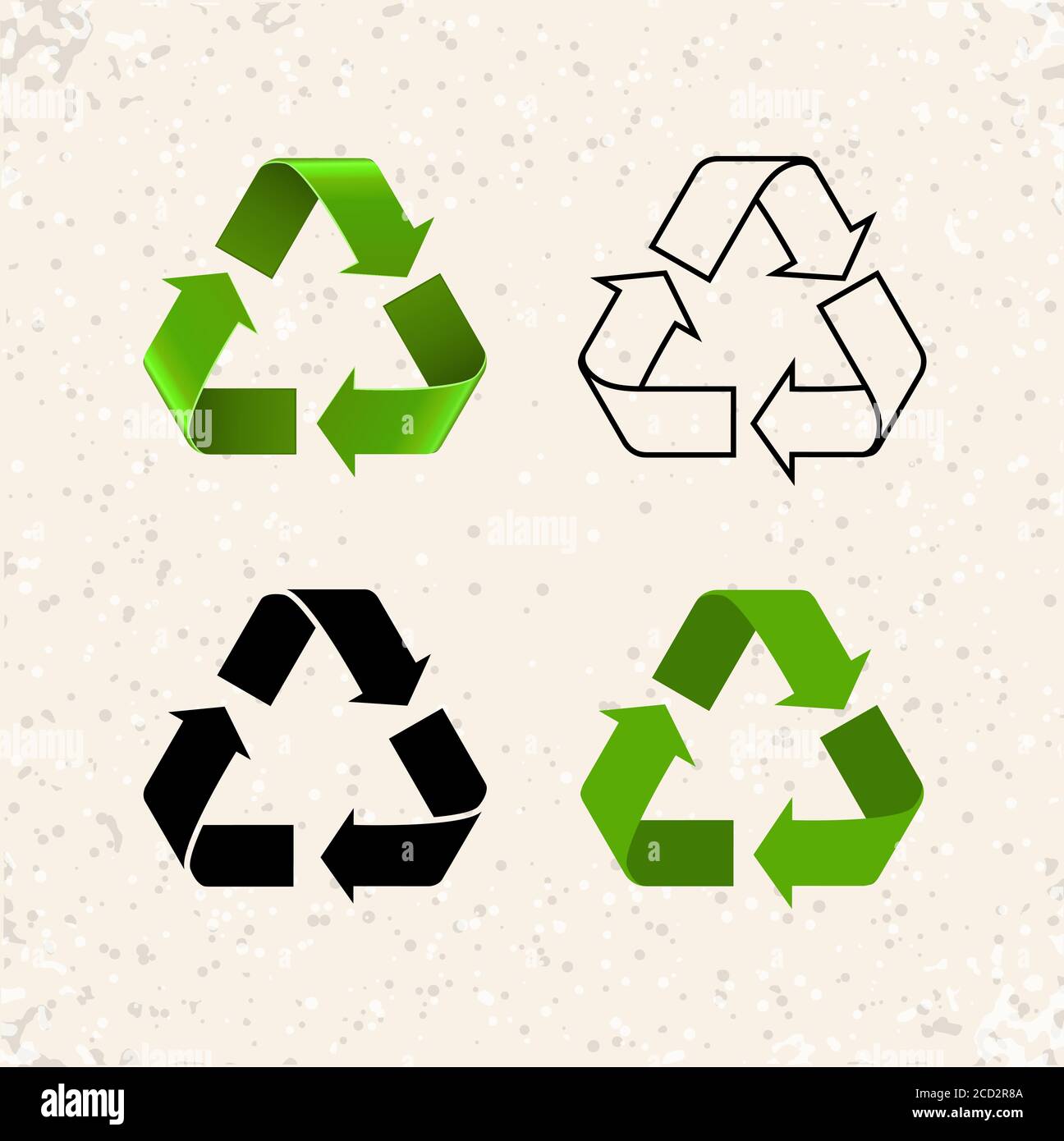 Circular arrows, vector recycle icons isolated on white. Different styles recycle symbols Stock ...