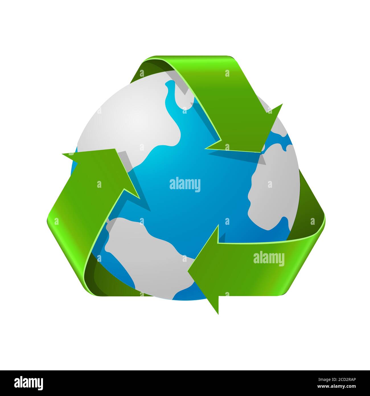 Recycling Earth concept. Realistic illustration of recycle arrows with ...