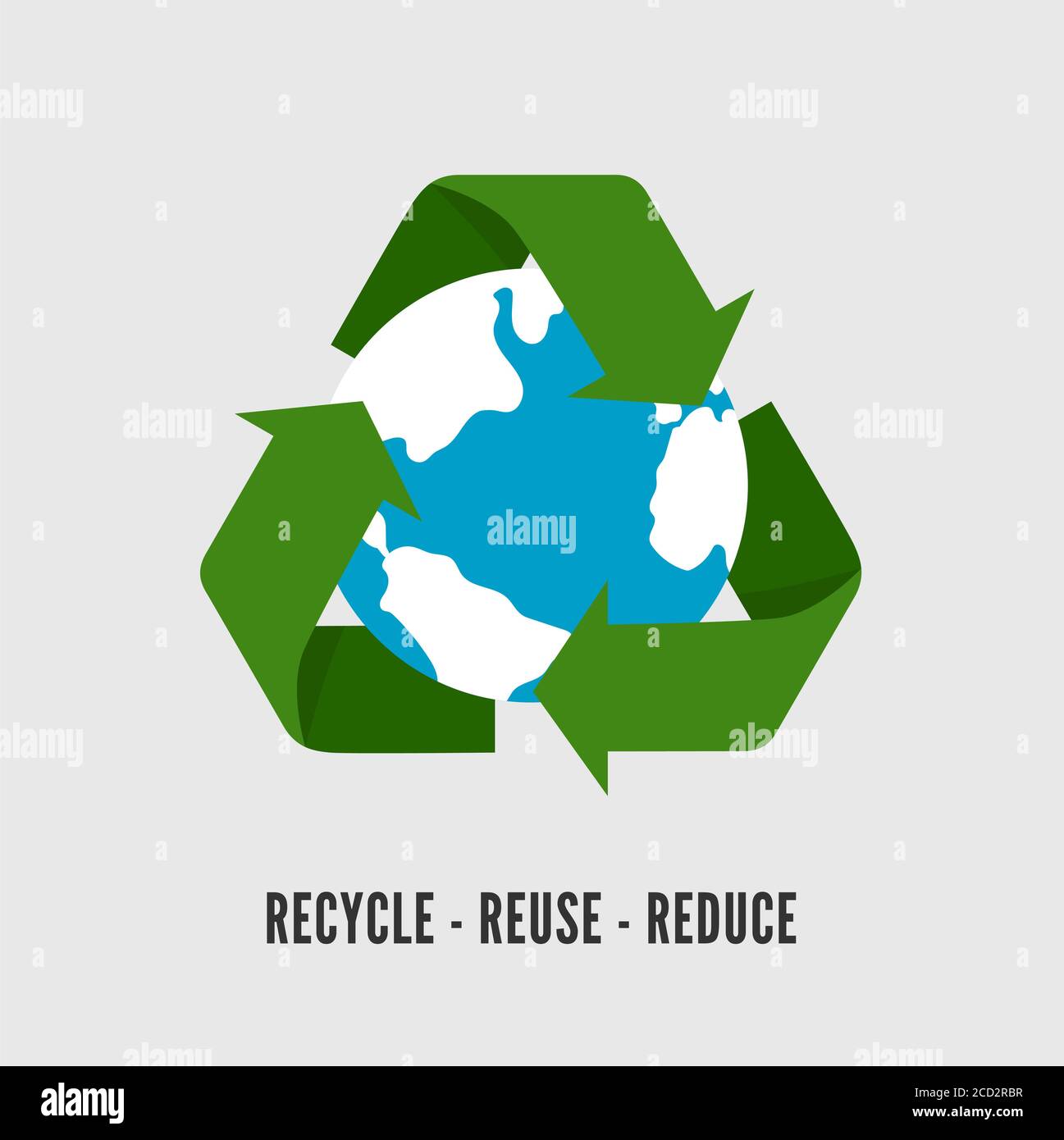 Recycling Earth concept. Flat illustration of recycle arrows with Earth ...