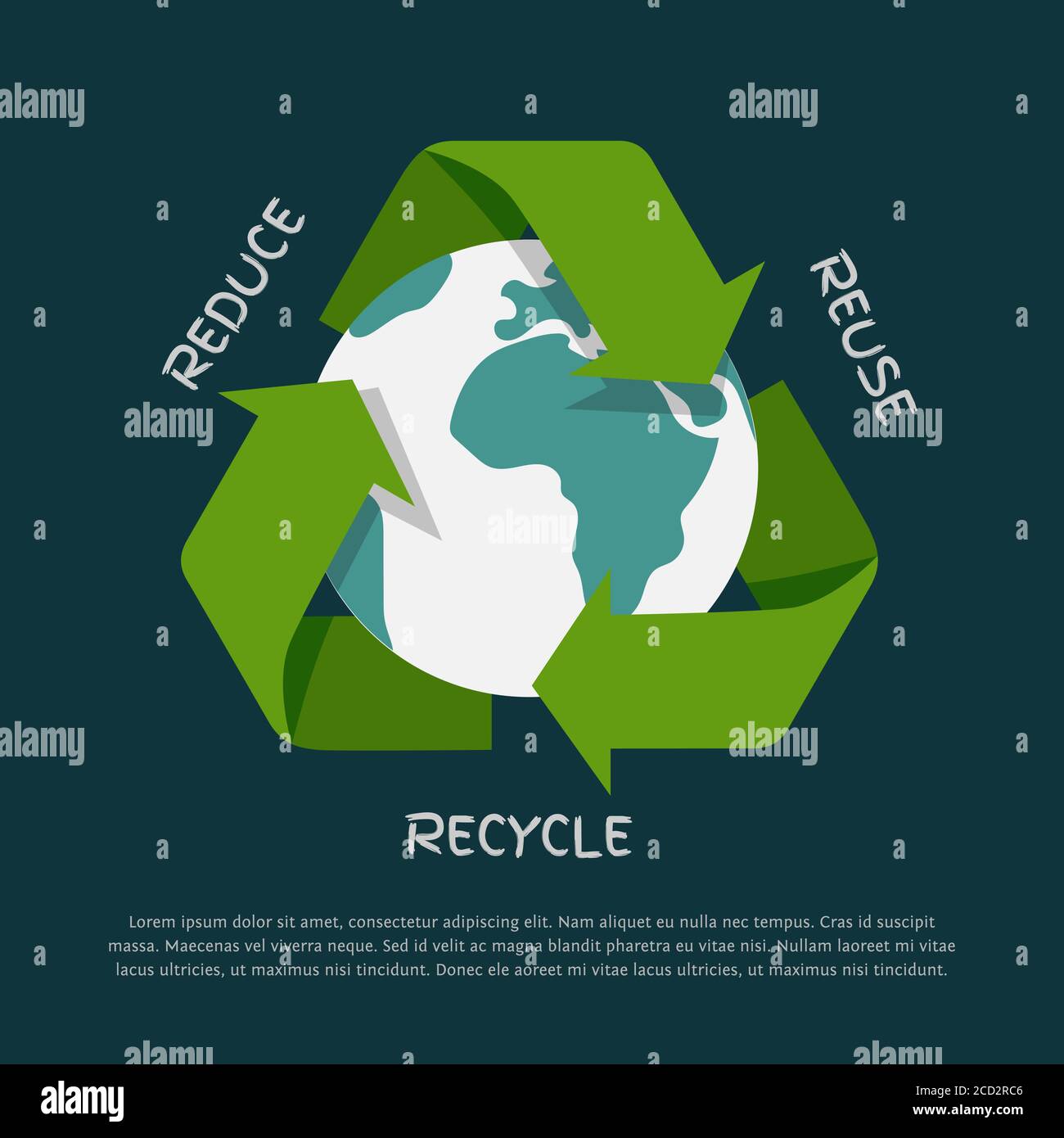 Vector flat Recycling arrows symbol with Earth globe inside isolated on ...