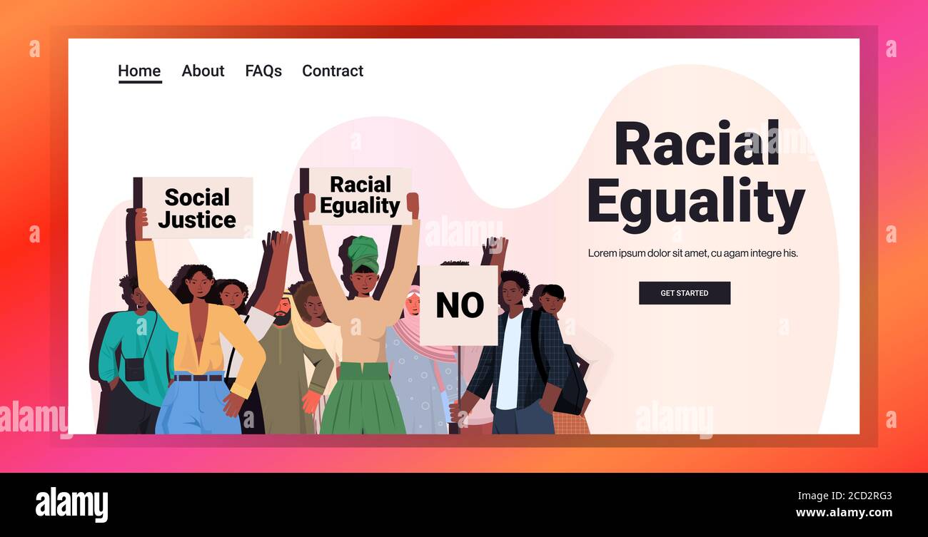 african american people activists holding stop rasism posters racial equality social justice ...