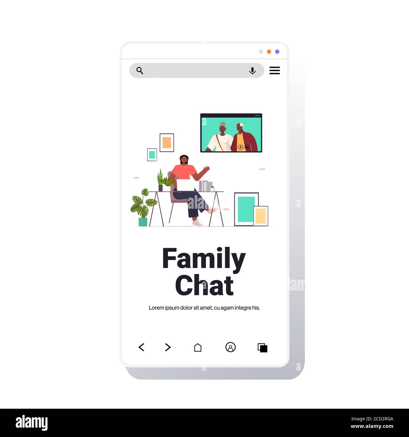 woman having virtual meeting with senior parents during video call ...