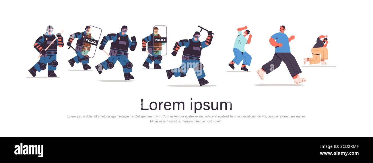 policemen in full tactical gear riot police attacking street protesters ...