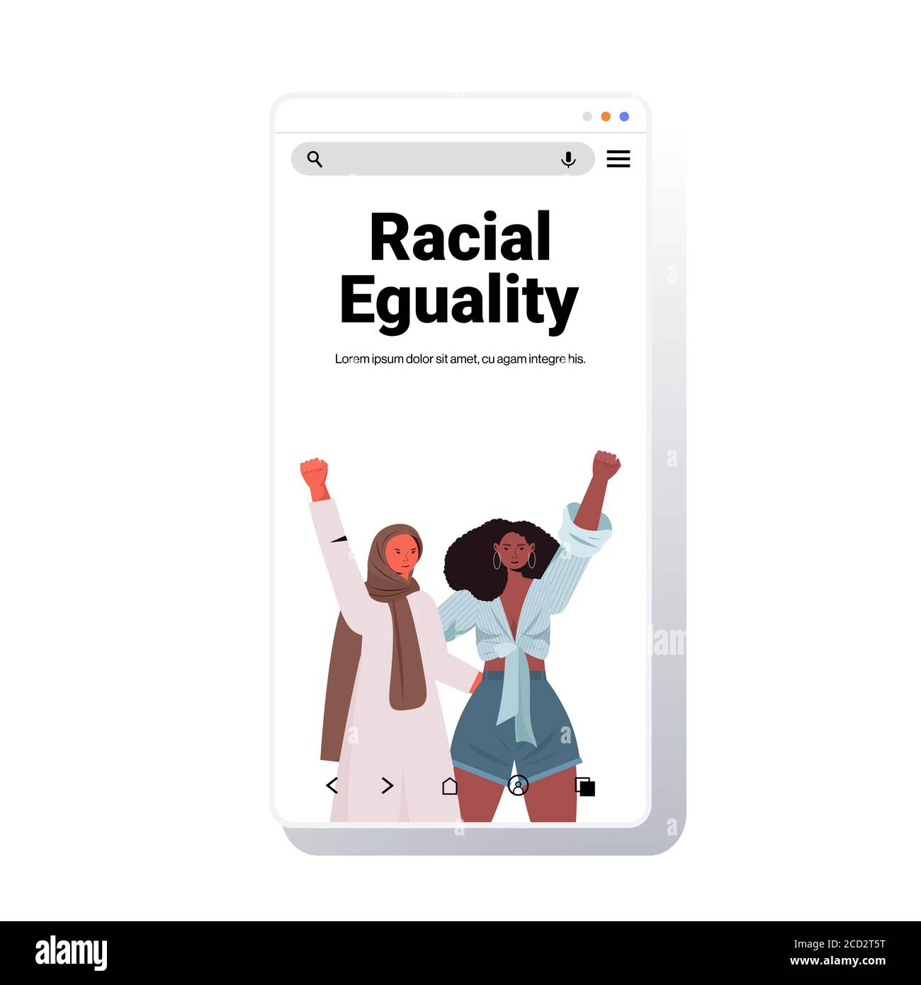 mix race women activists holding raised up hands racial equality social justice stop ...