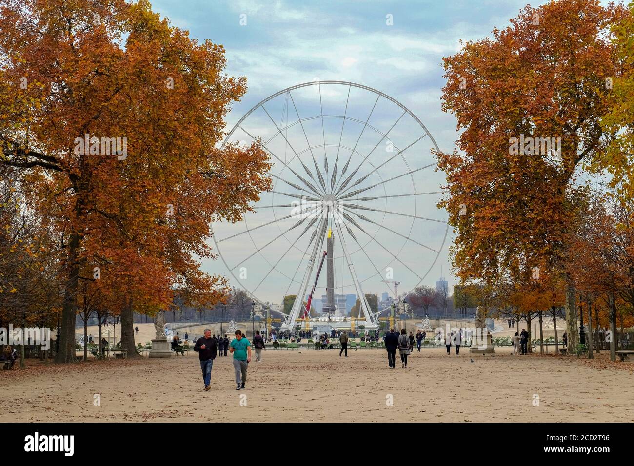 Paris, France - November 2017: the Ferris wheel of the Place of the ...
