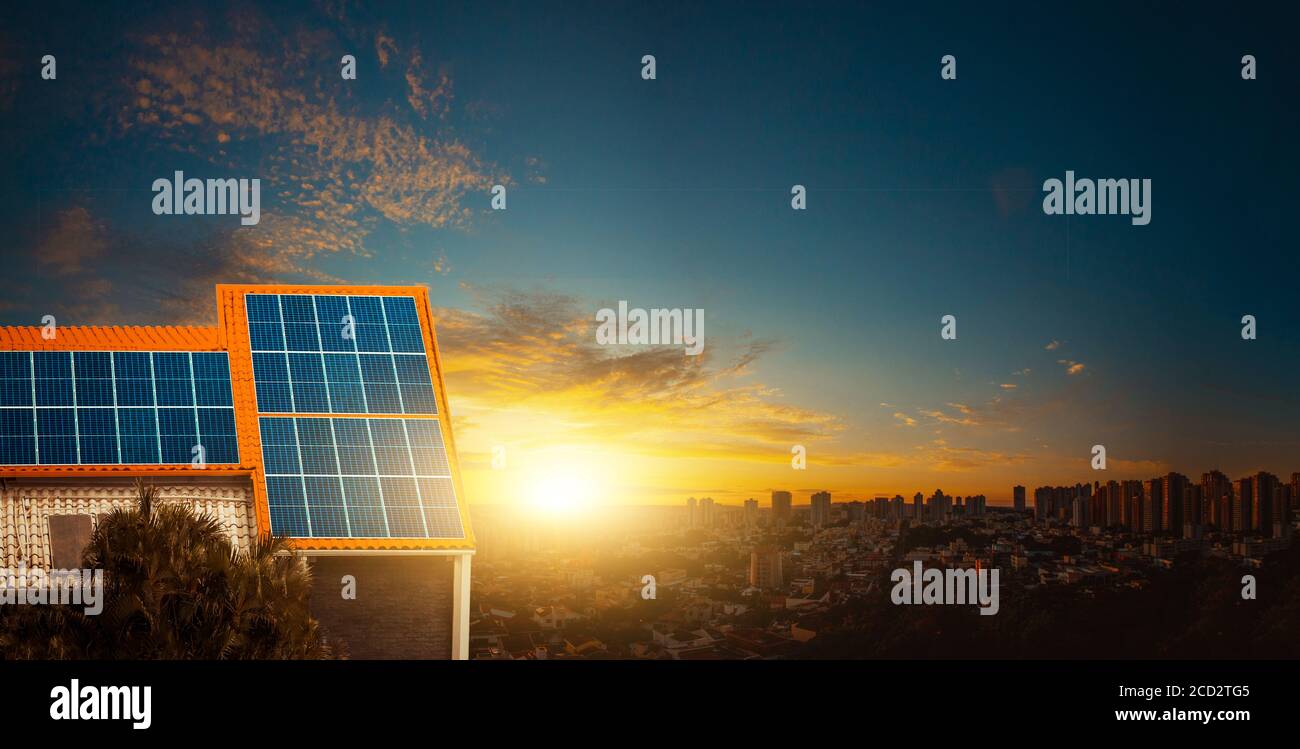 Photovoltaic Solar Panel in a house roof Stock Photo - Alamy