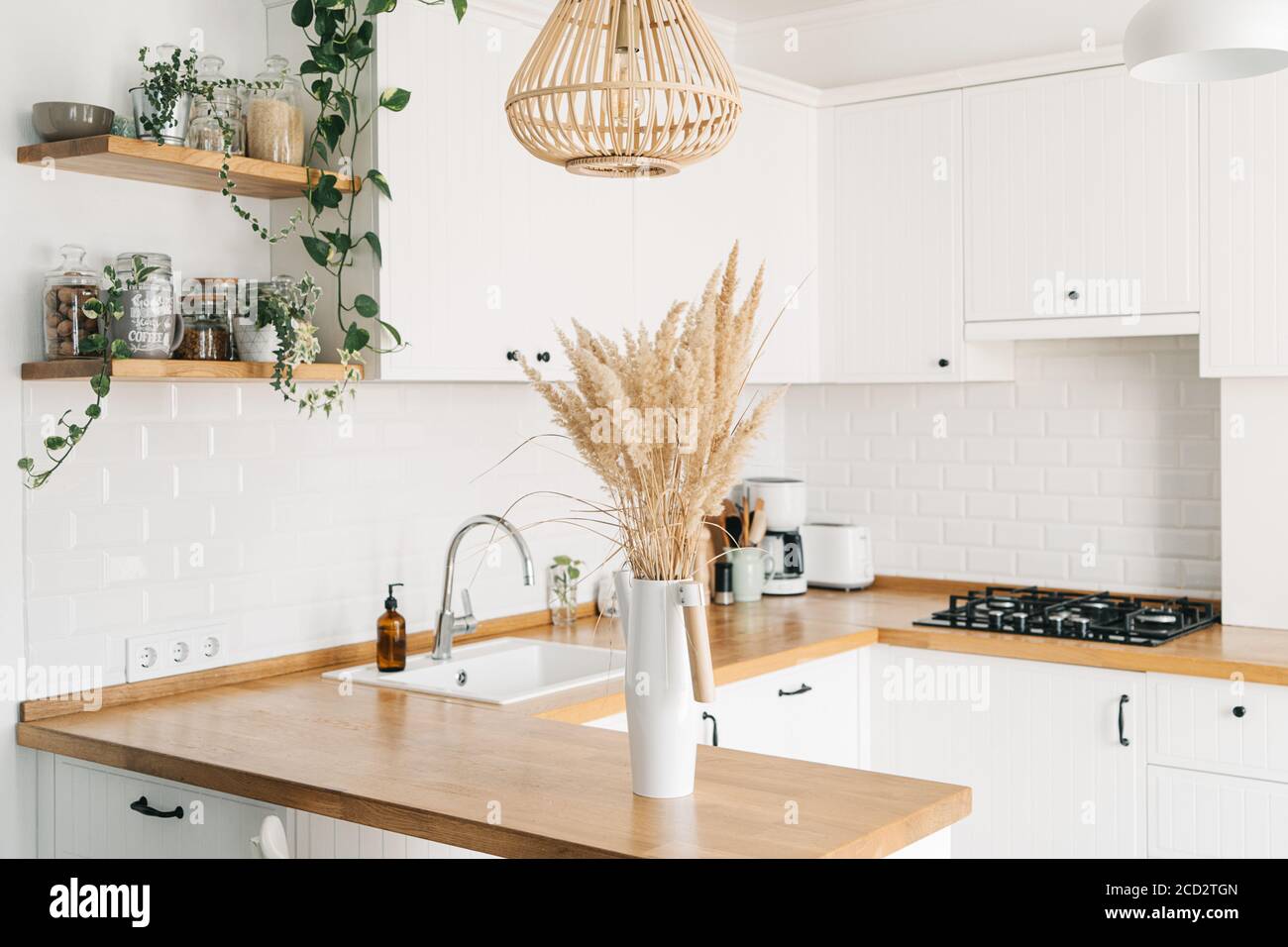 White u shaped kitchen hi-res stock photography and images - Alamy