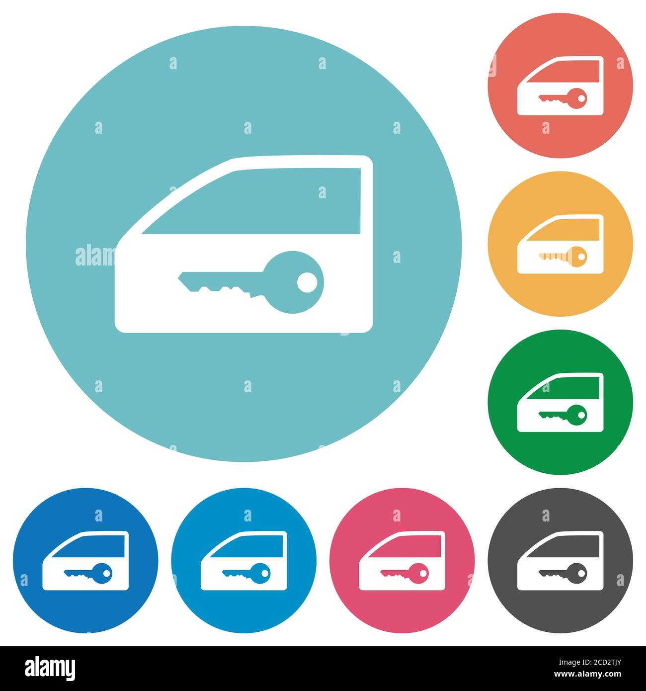 Car door lock flat white icons on round color backgrounds Stock Vector ...