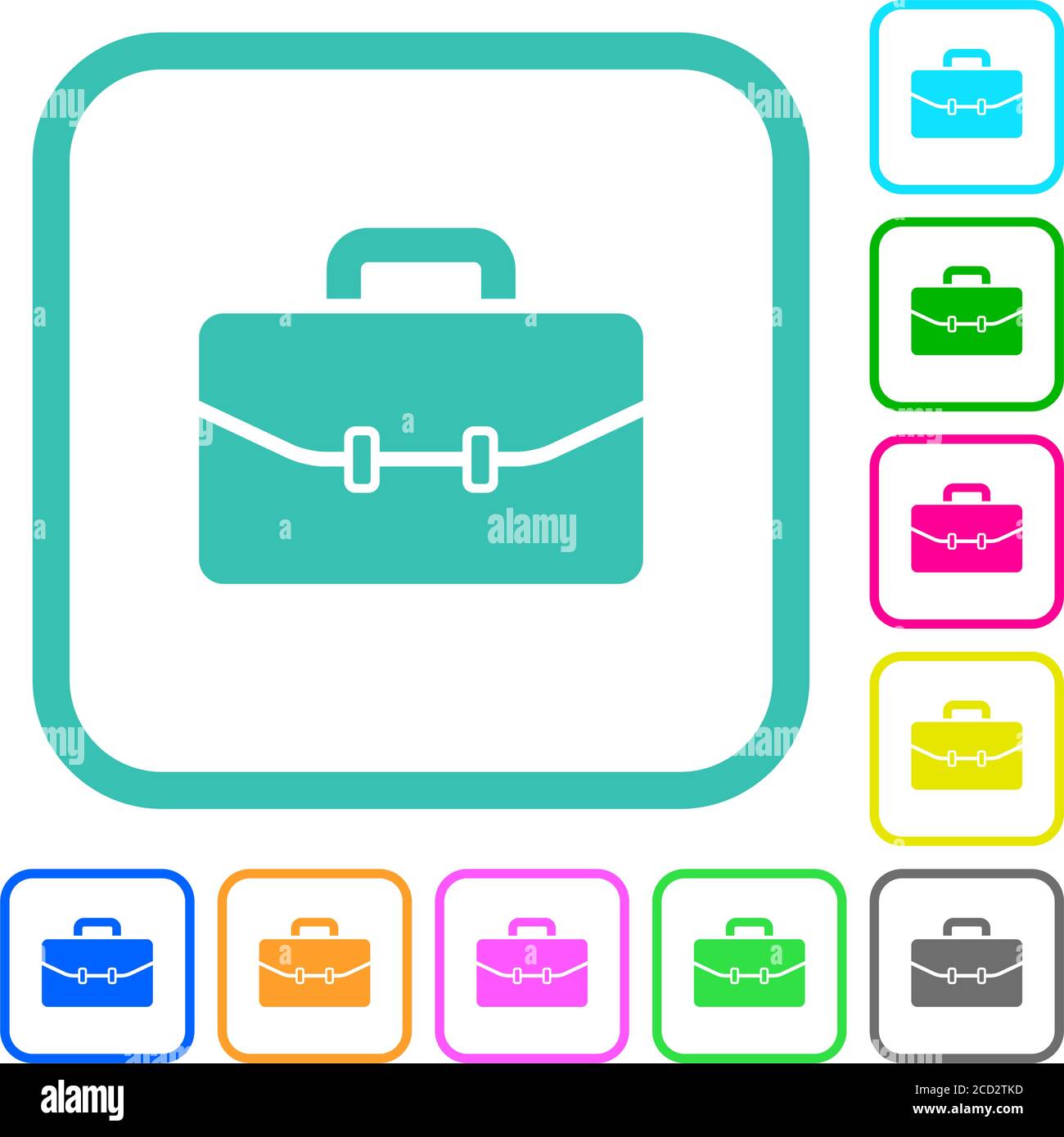 Satchel with two buckles vivid colored flat icons in curved borders on ...