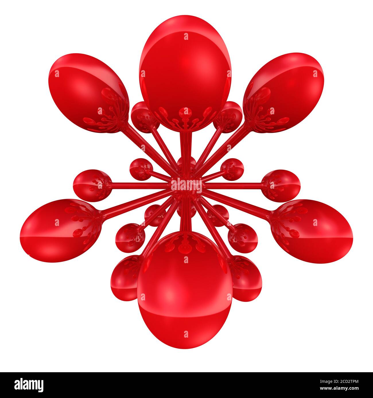 Molecule. Abstract figure. Red abstract molecules isolated on white ...