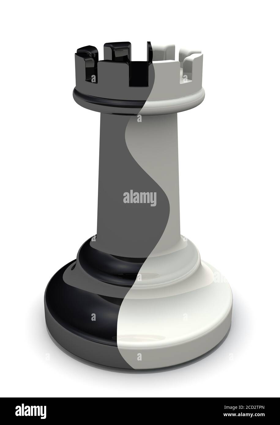 Two-faced rook. Rook traitor. Two-faced (black and white) rook on a ...