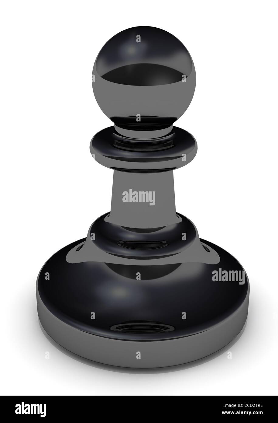 Black pawn. Chessmen. One black pawn stands on a white surface. 3D ...