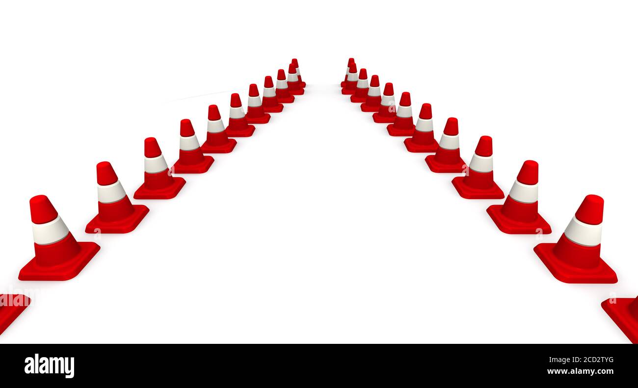 Traffic cones forming driving direction - the path from a road cones ...