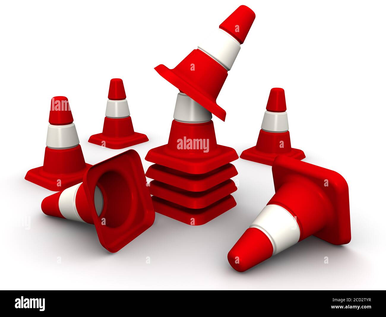Traffic cones on road marking hi-res stock photography and images - Alamy
