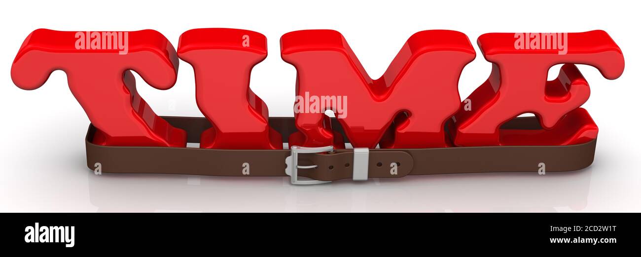 Lack of time. The concept. Red word TIME is tightened strap. Lack of ...