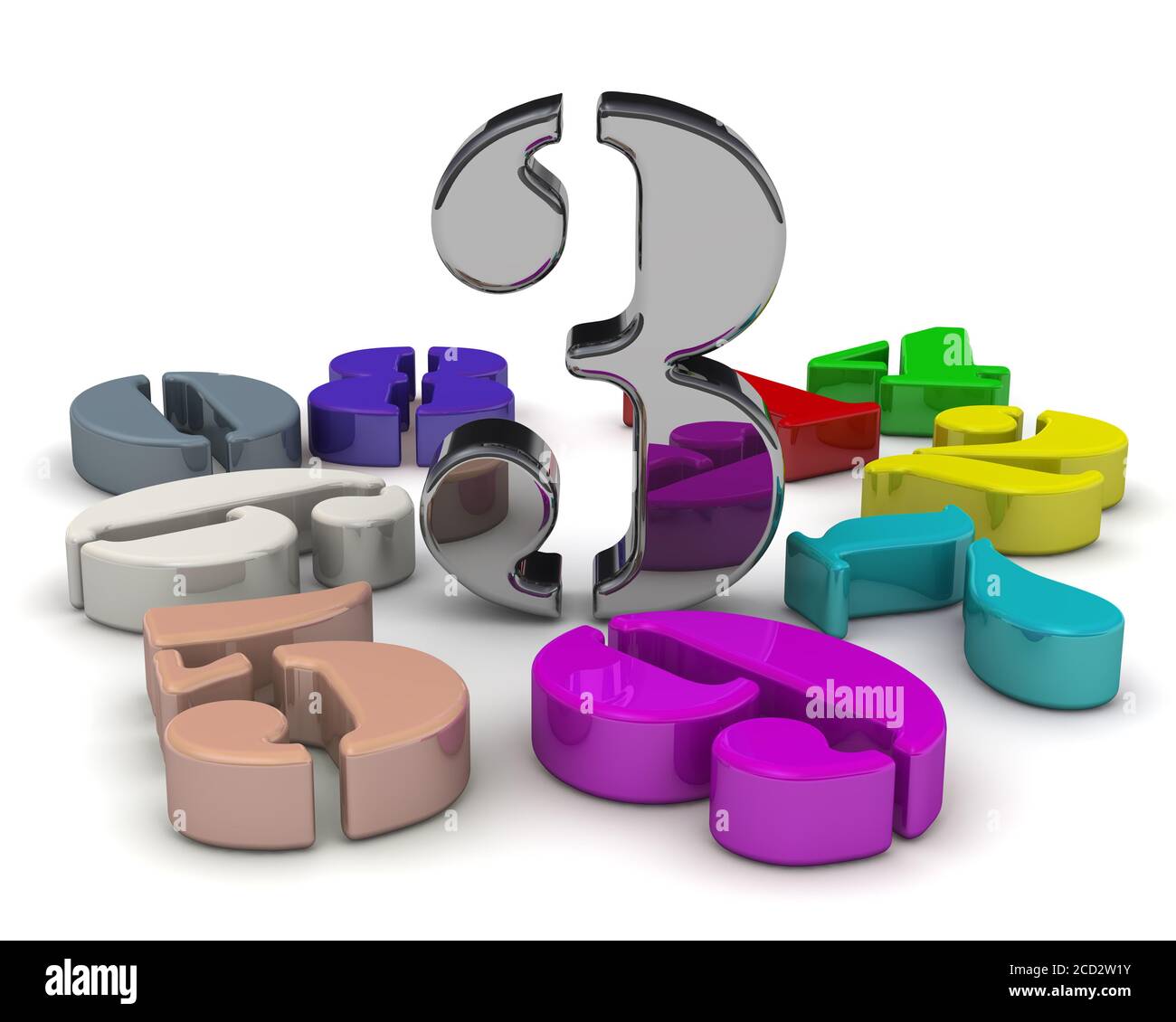 Number Three in the middle of numbers. 3d colorful numbers lying on ...