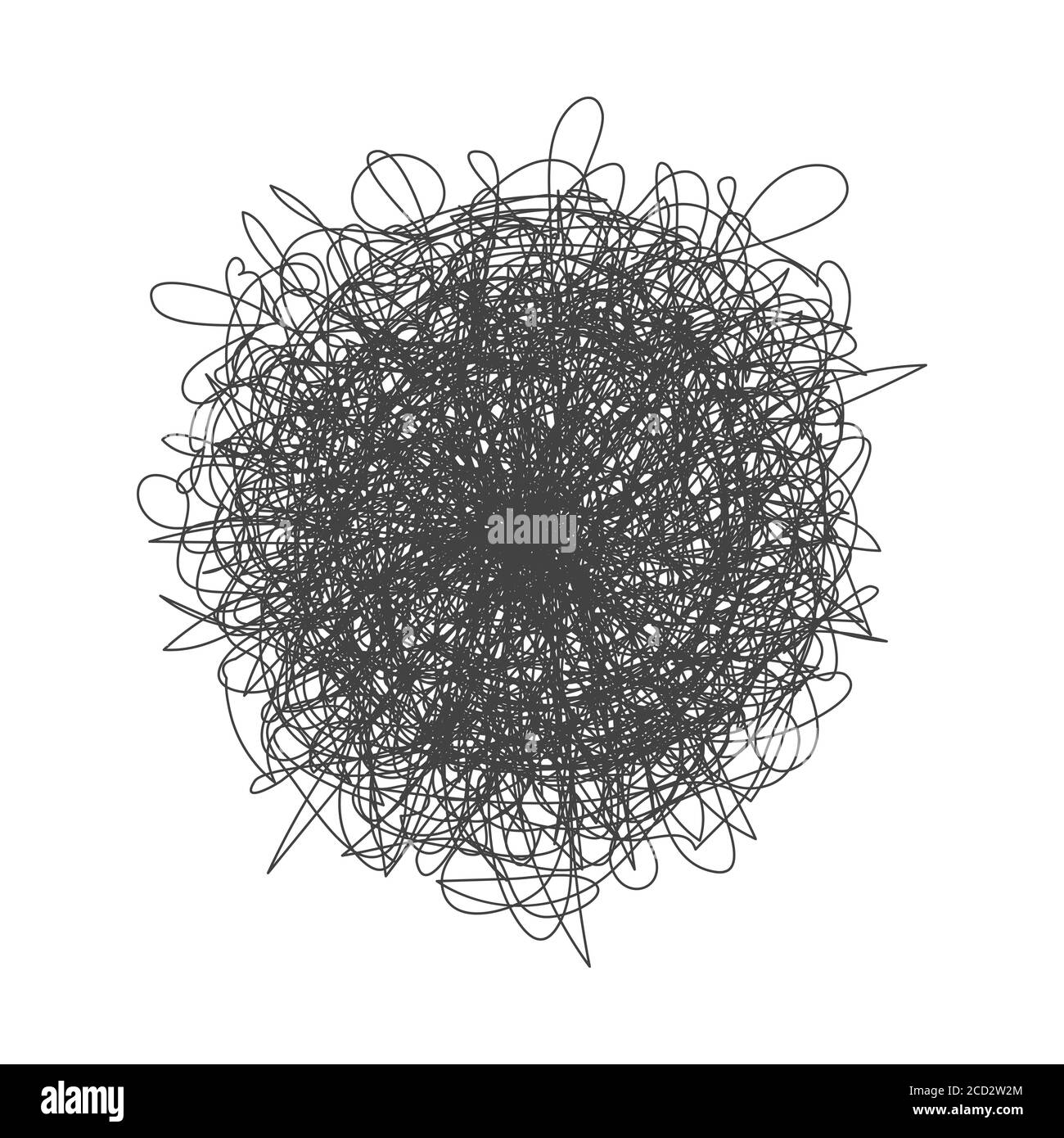 Tangled chaos abstract hand drawn messy scribble ball vector ...