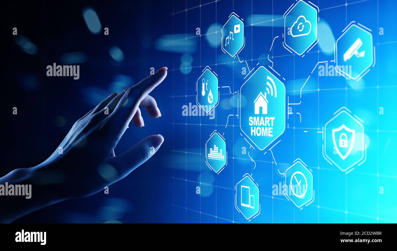 Smart home control panel on virtual screen. IOT and Automation ...