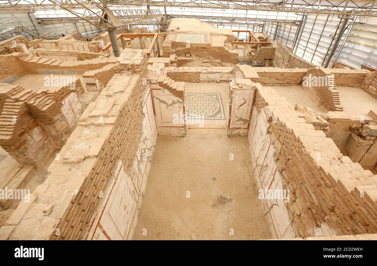 Terrace Houses in Ephesus Ancient City, Izmir City, Turkey Stock Photo ...